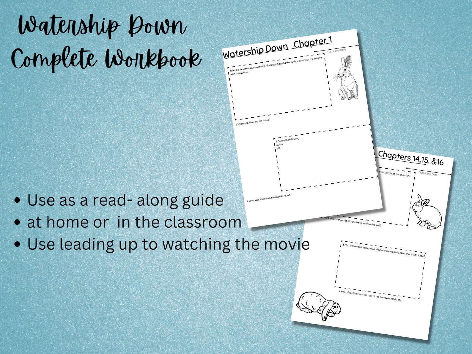 Printable PDF Watership Down Workbook, Chapter by Chapter Questions and ...