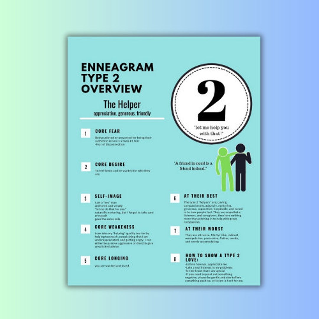 Enneagram Type 2 PDF Printable Personality Worksheet Overview - Etsy