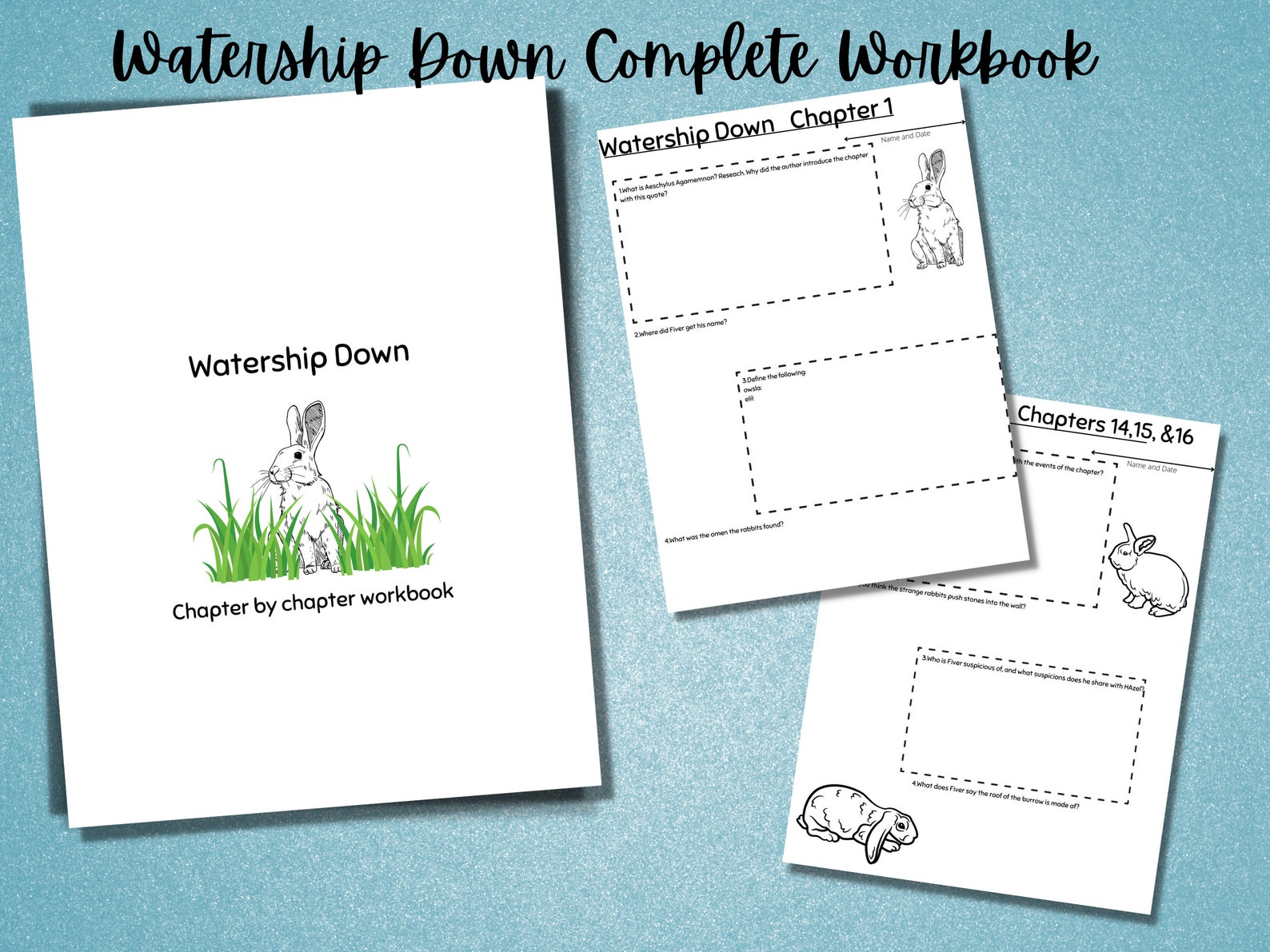 Printable PDF Watership Down Workbook, Chapter by Chapter Questions and ...
