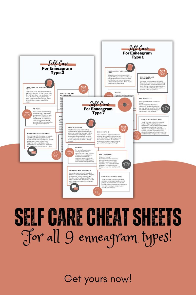 Enneagram PDF Self Care Cheat Sheet Printable Bundle - Etsy