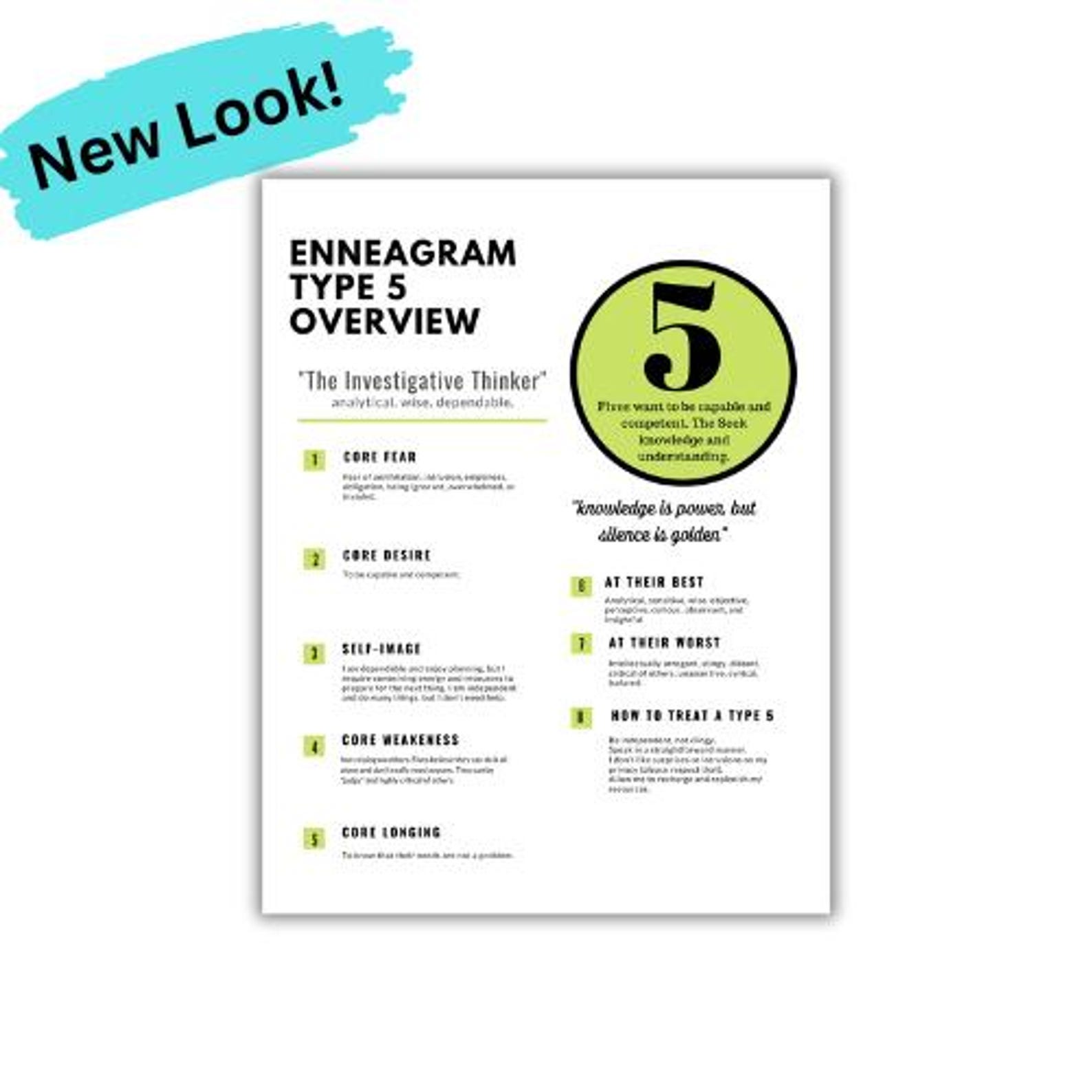 Enneagram Personality Types PDF Printable Overview Bundle (types 1-5 ...