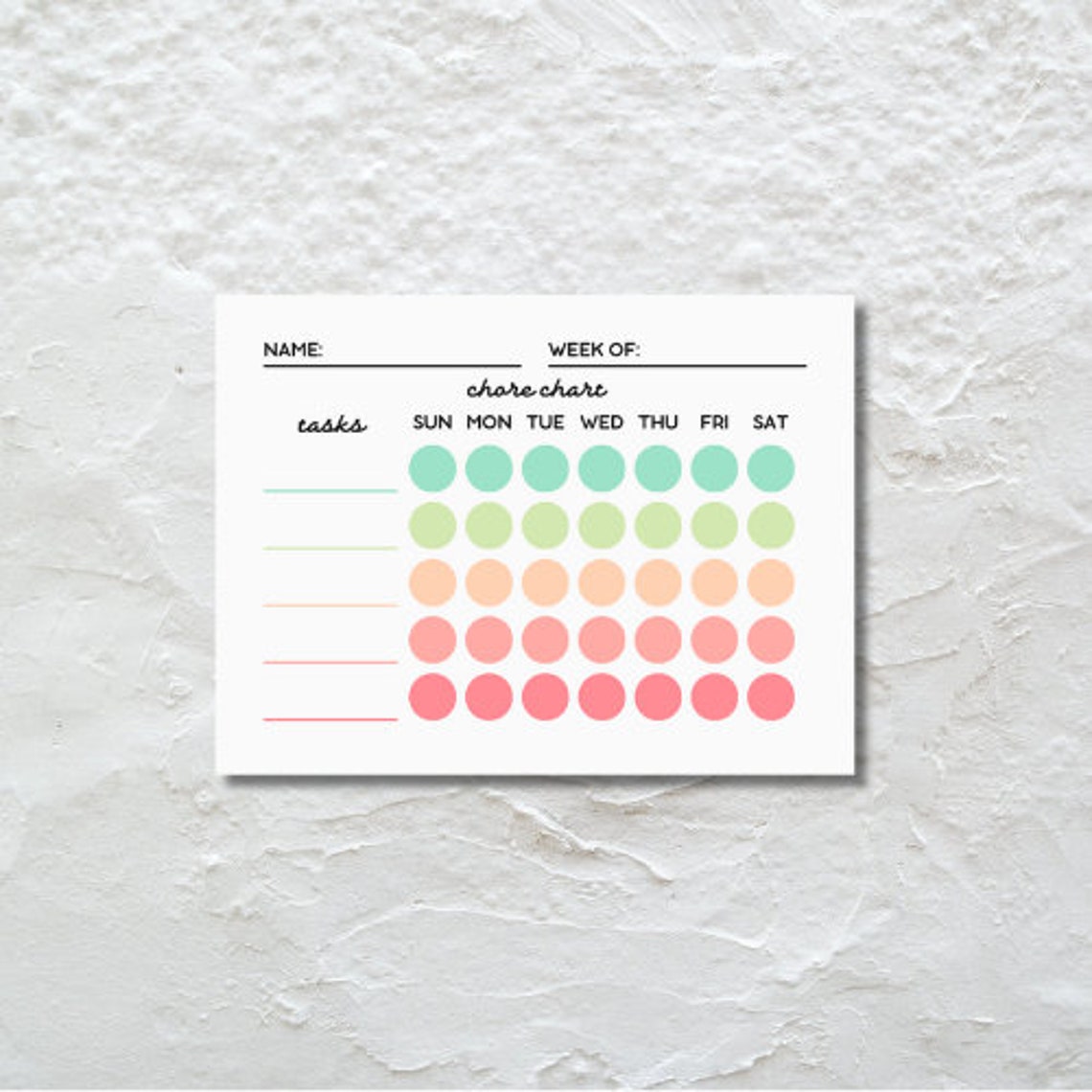 Kids Chore Chart, Weekly Chore Chart for Kids, Fill in the Blank Chores ...
