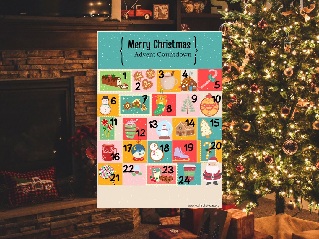 Printable Christmas Countdown Advent Calendar for Kids - Etsy