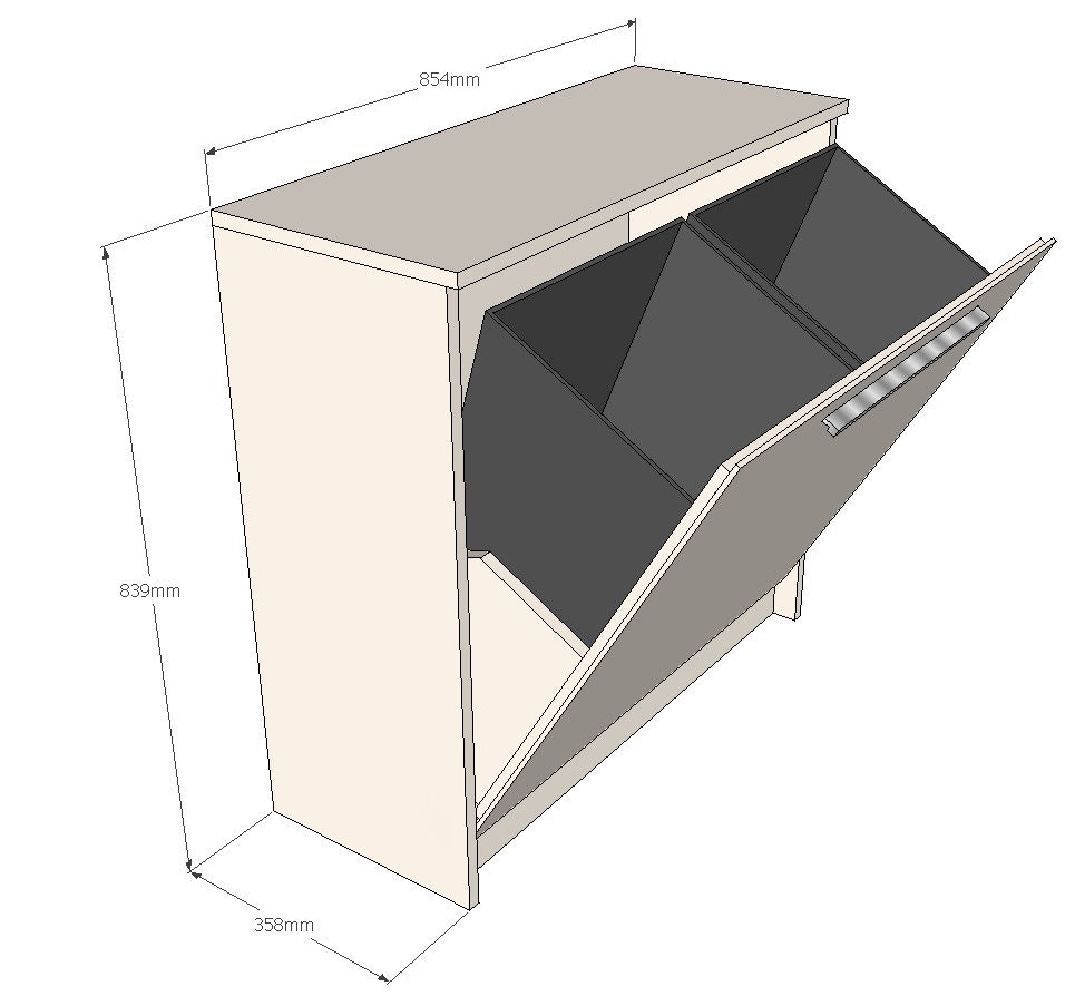 Kitchen Bin Cabinet (for Two Bins) - Woodworking Plans & Cut List ...
