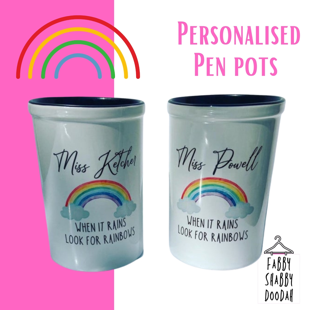 Personalised Ceramic Pen Pencil Pot / Teachers Gift / Desk Accessory ...