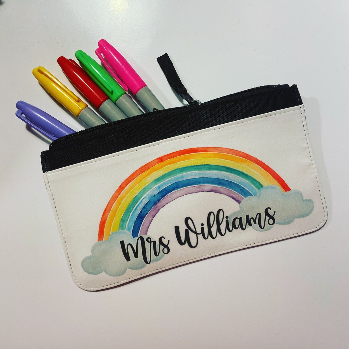 Personalised Rainbow Print Pencil Case / Teacher or Back to - Etsy UK