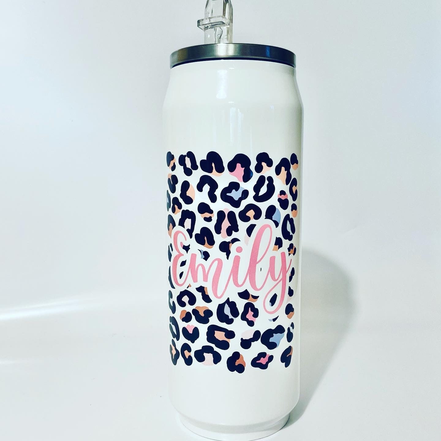 Personalised animal leopard print insulated drinking can / | Etsy