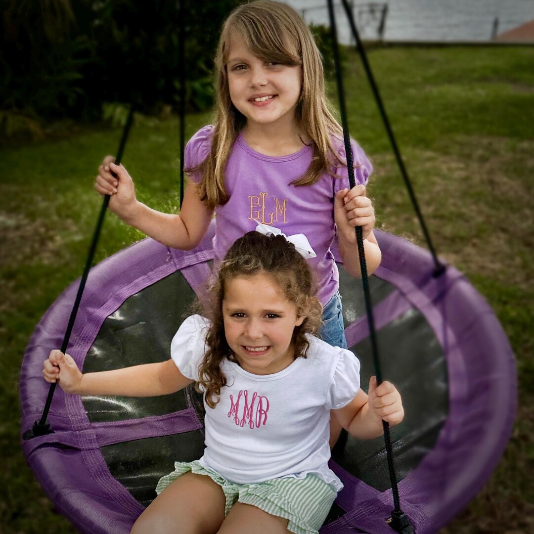 Monogrammed Puff Sleeve Shirt With Ruffle-girls Monogrammed Shirt ...
