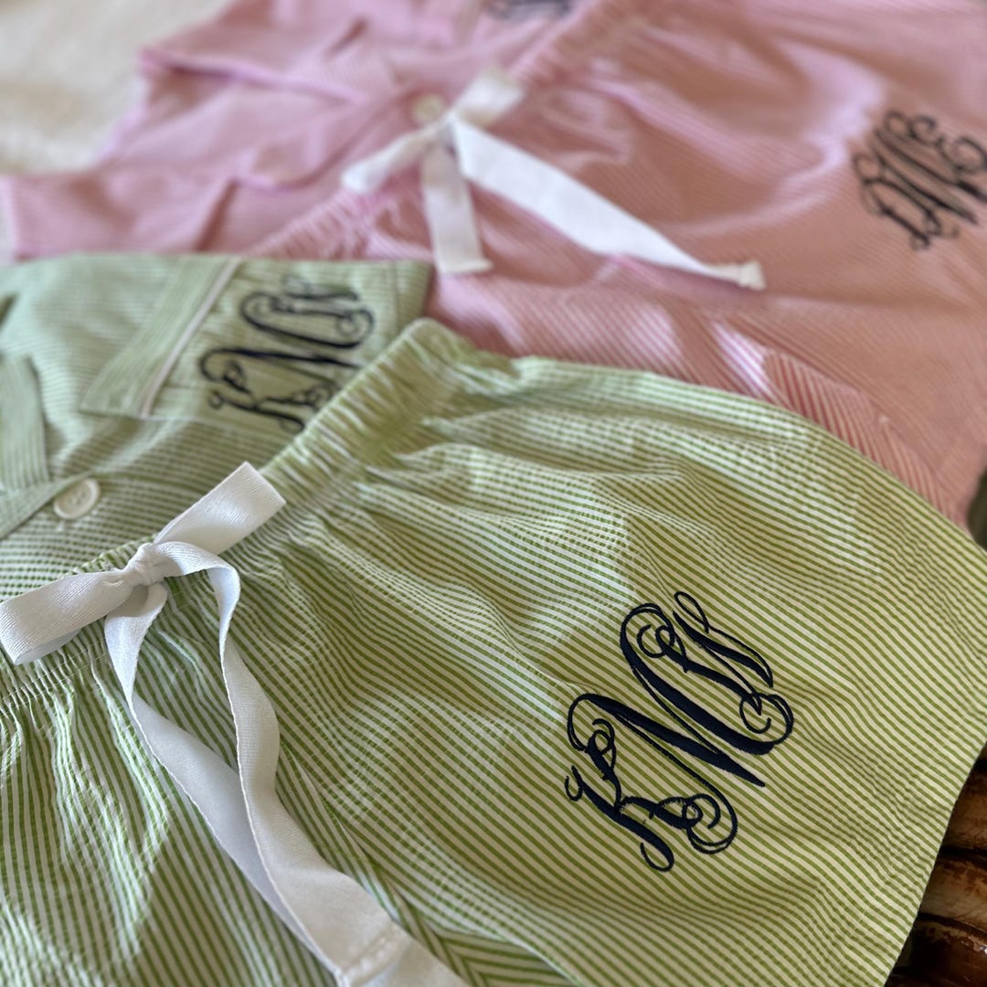 Women's Sleep Shorts Set/seersucker Sleep Shorts Set/bridesmaid's Sleep ...