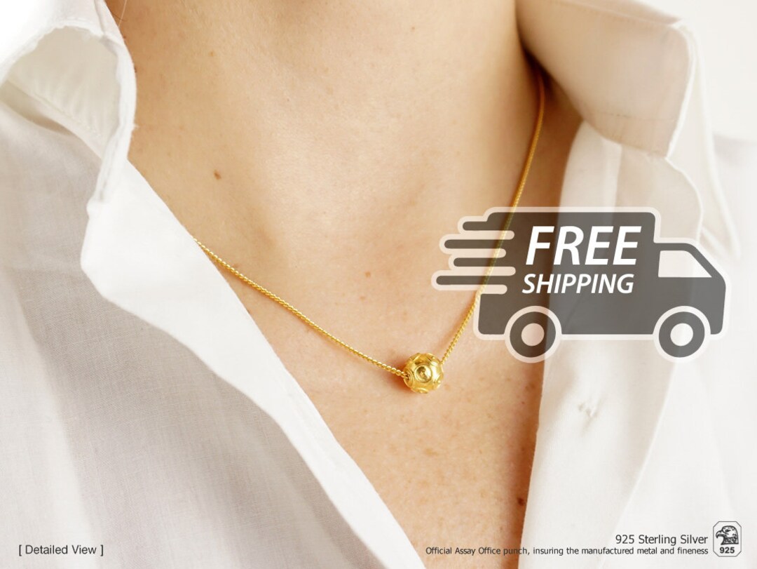 Portuguese Filigree Necklace: Medium-sized Viana Bead, Gold Plated ...
