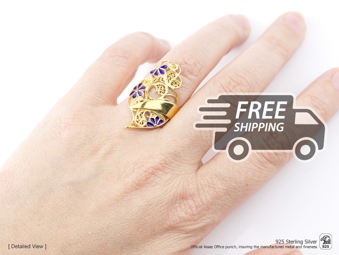 Portuguese Filigree RING Heart Adjustable Traditional Antique Portugal ...