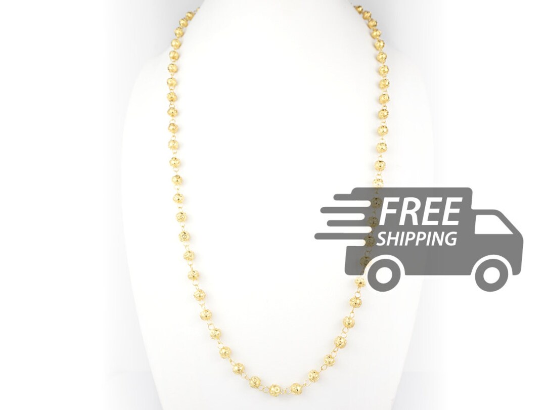 Portuguese Filigree Long NECKLACE Contas De Viana Beads (6mm ...