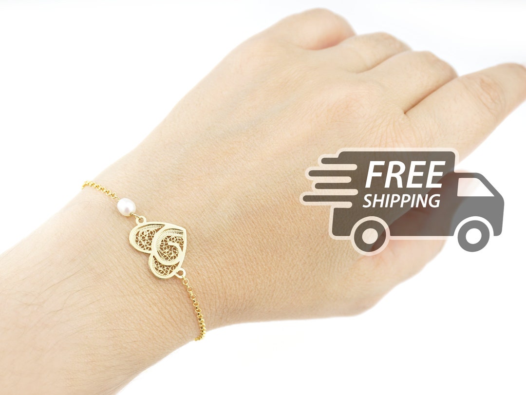 Portuguese Filigree BRACELET Heart and Freshwater Pearl Viana ...