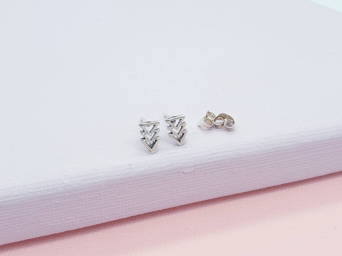 7 Mm Triple Triangle Sterling Silver Open Triangle Point - Etsy