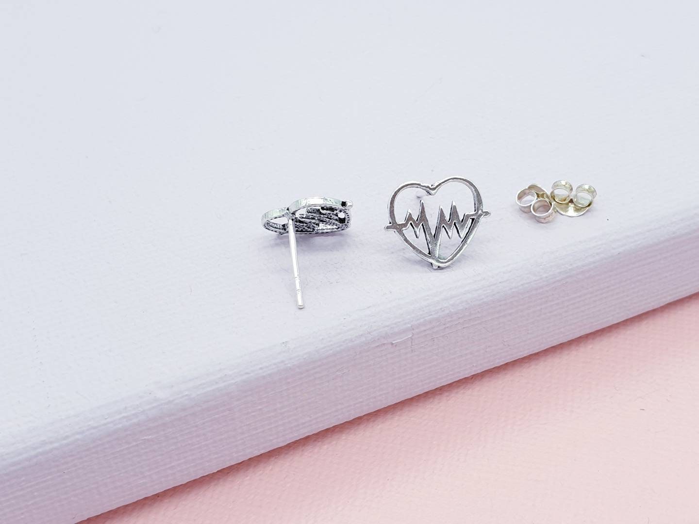 Heartbeat Earrings 925 Sterling Silver Lifeline Pulse - Etsy