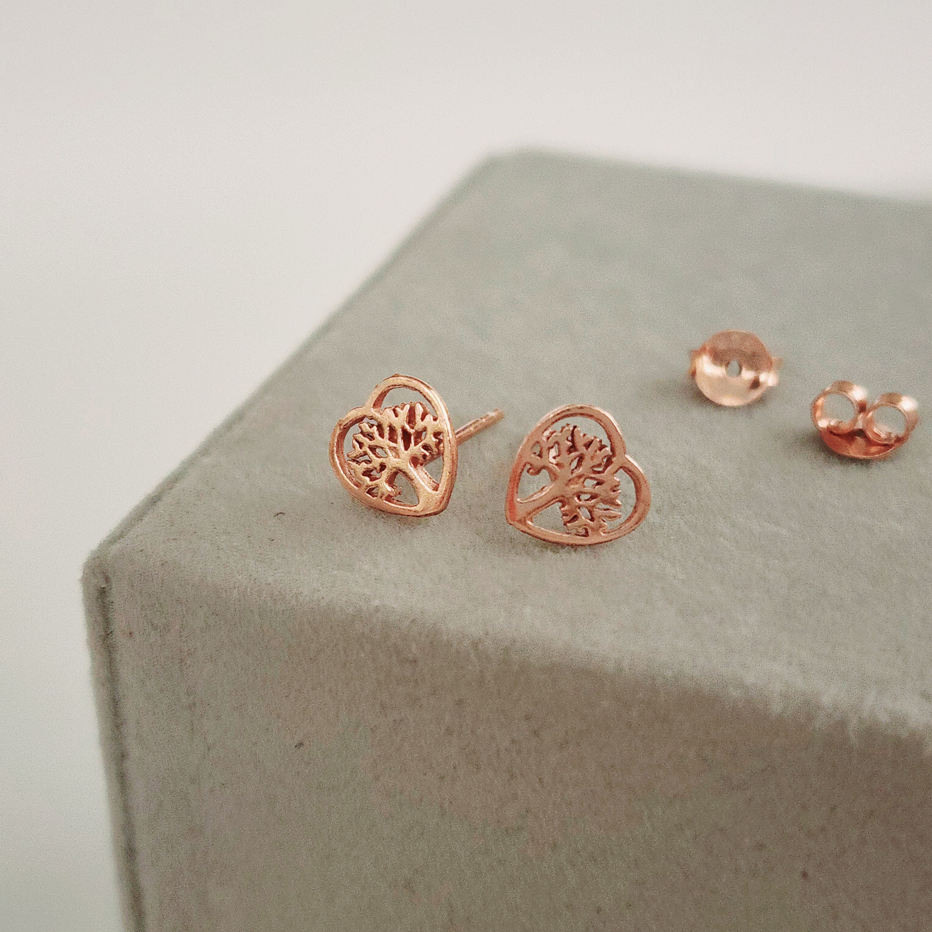 7 Mm Rose Gold Tree of Life Stud Earrings Tree of Life in - Etsy