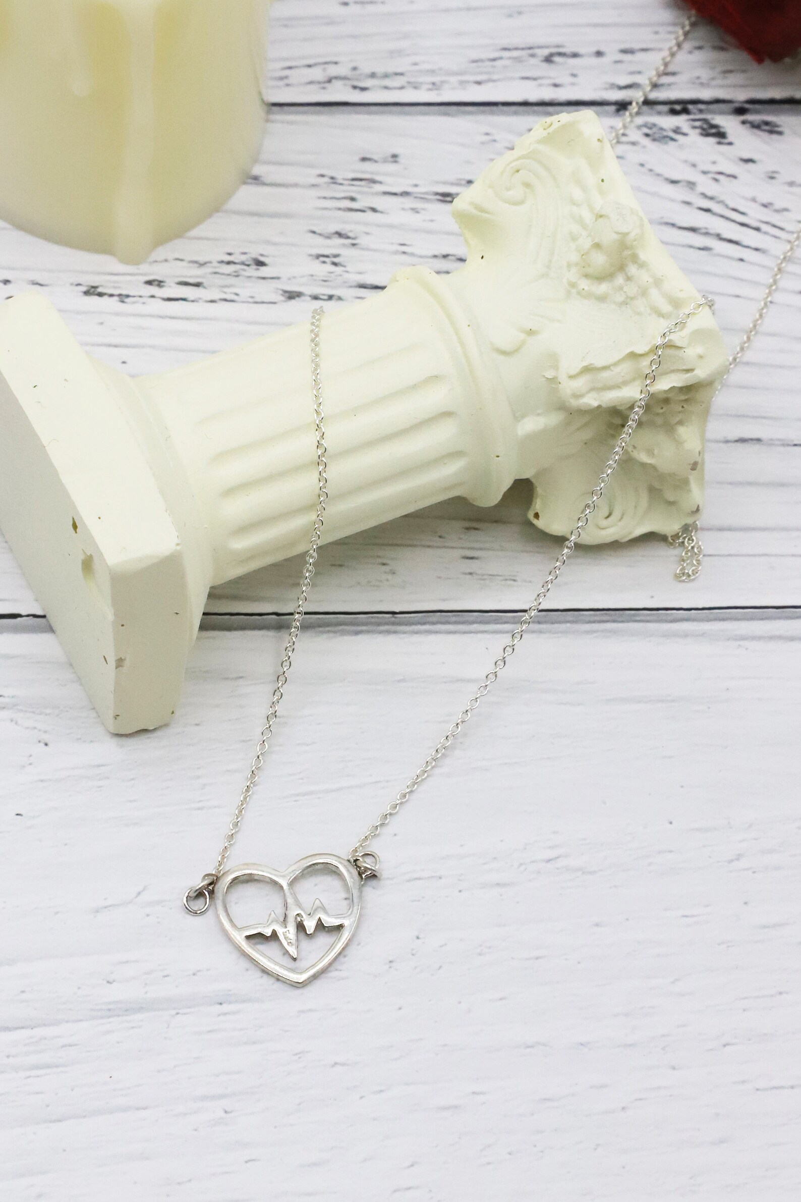 Lifeline Pulse Heartbeat Charm Open Heart Necklace,heartbeat Necklace ...