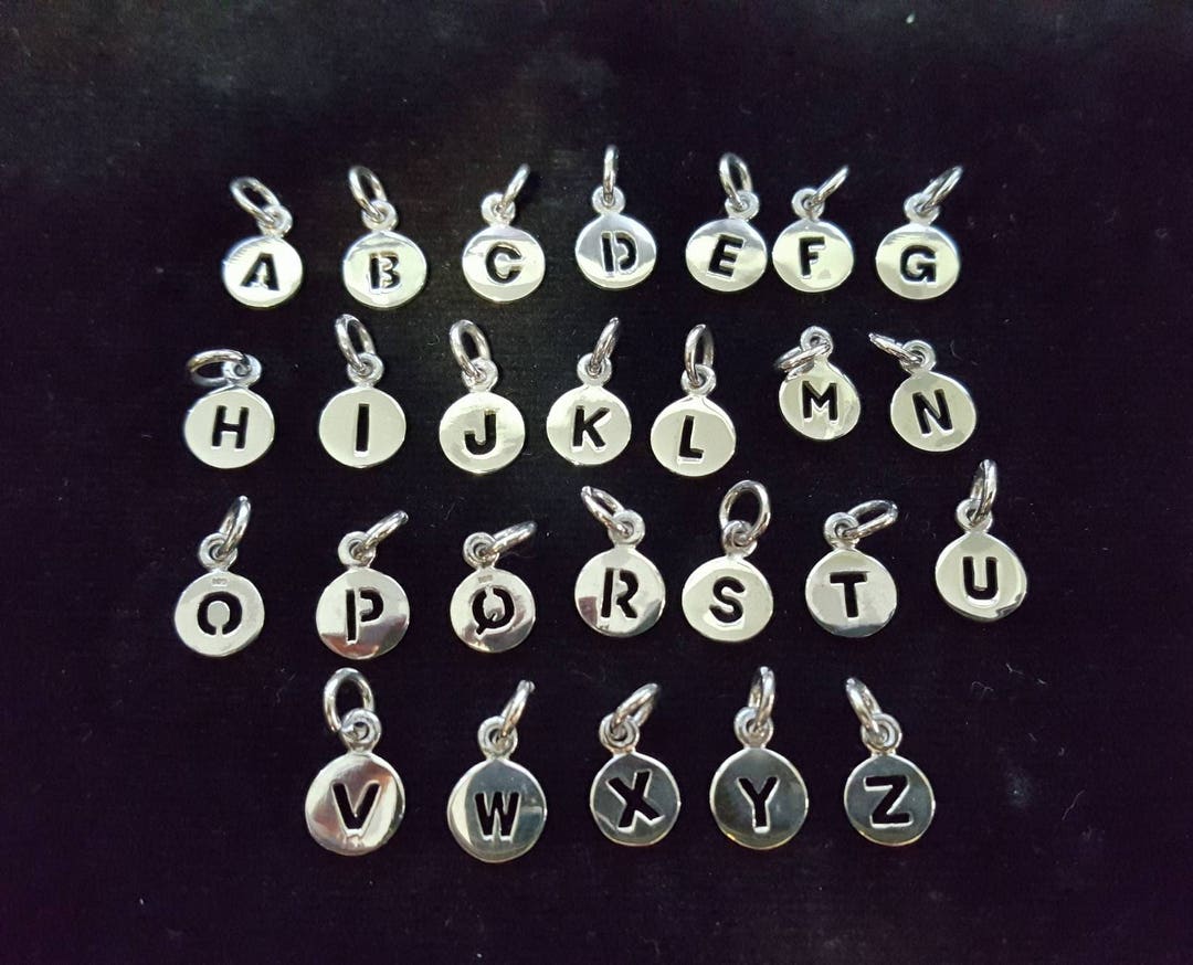 Silver Alphabet Pendant, Outline Alphabet, Silver Letter Charm, 925 ...