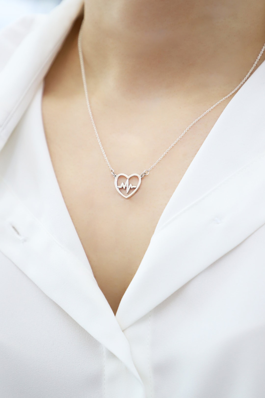Lifeline Pulse Heartbeat Charm Open Heart Necklace,heartbeat Necklace ...