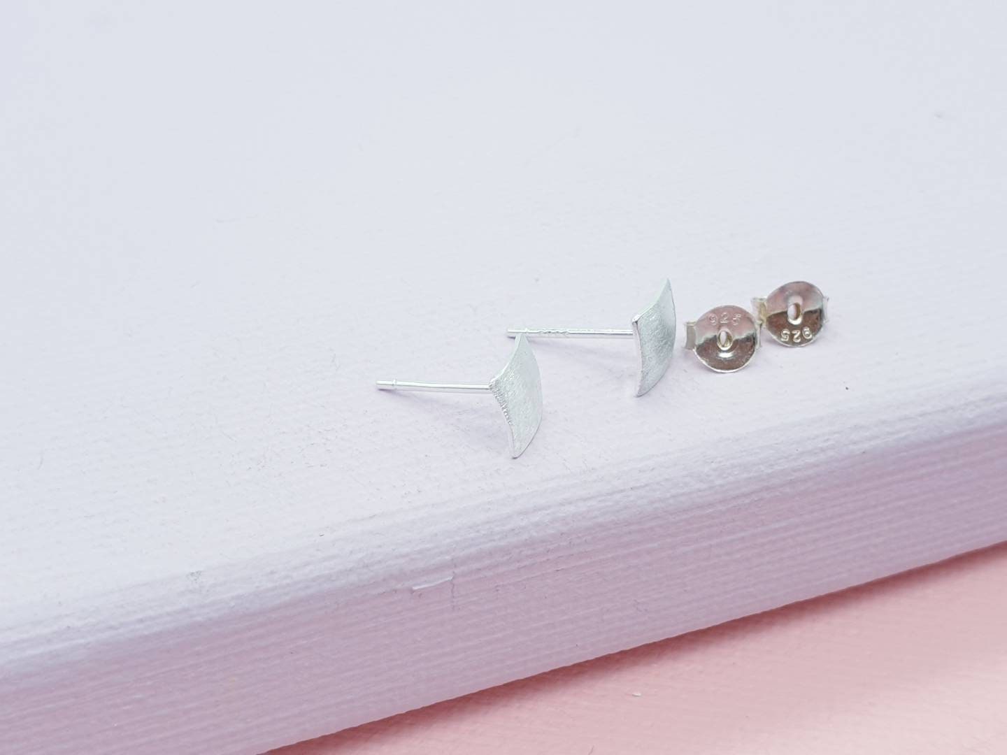 6 mm Matted Curved Square Stud Earrings 925 Sterling Silver | Etsy