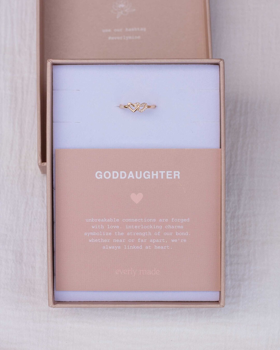 Goddaughter Linked Heart Ring With CZ, Gift for Goddaughter, Tiny Pave ...