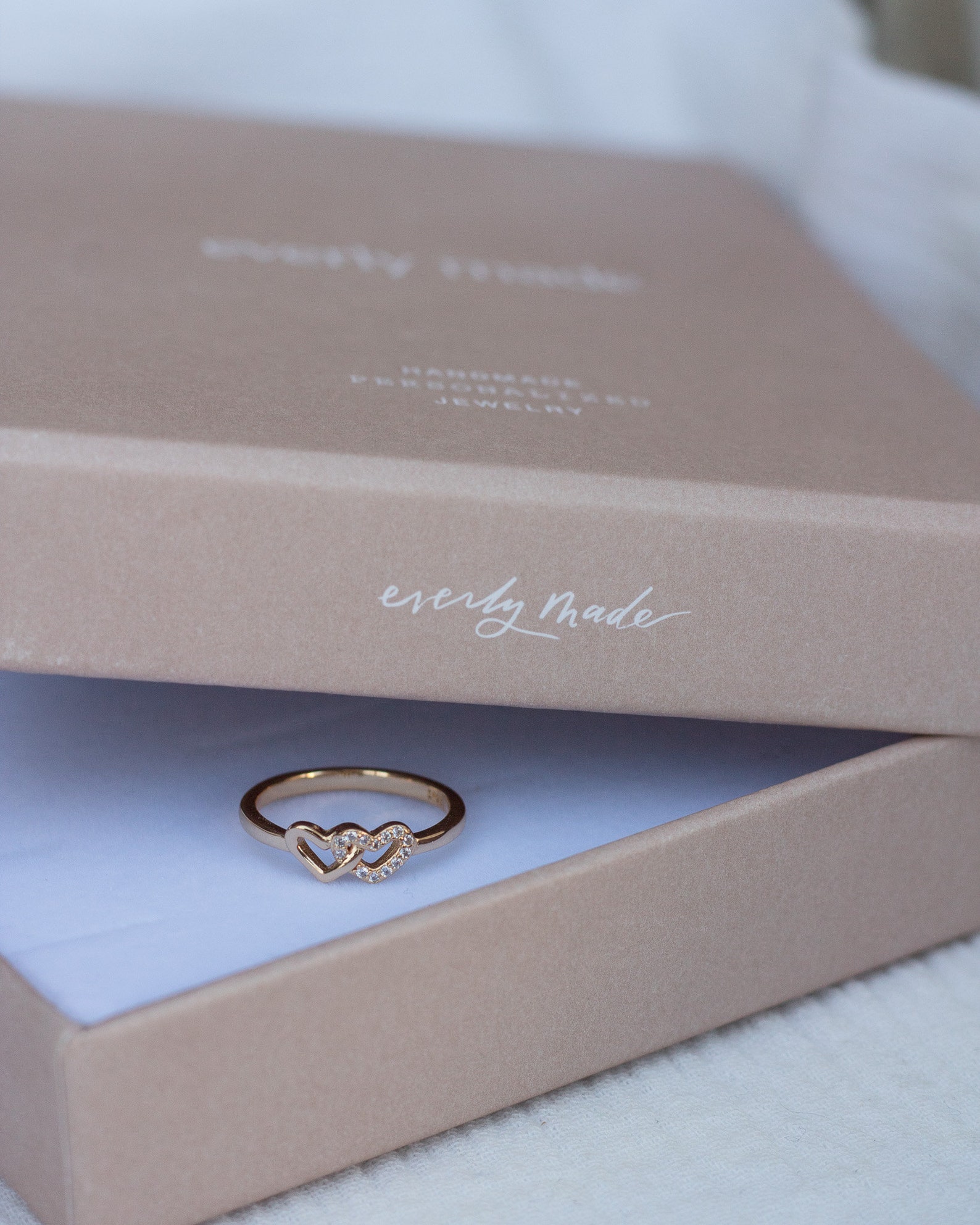 Cousin Linked Heart Ring With CZ, Gift Idea for Cousin, Tiny Pave Cubic ...
