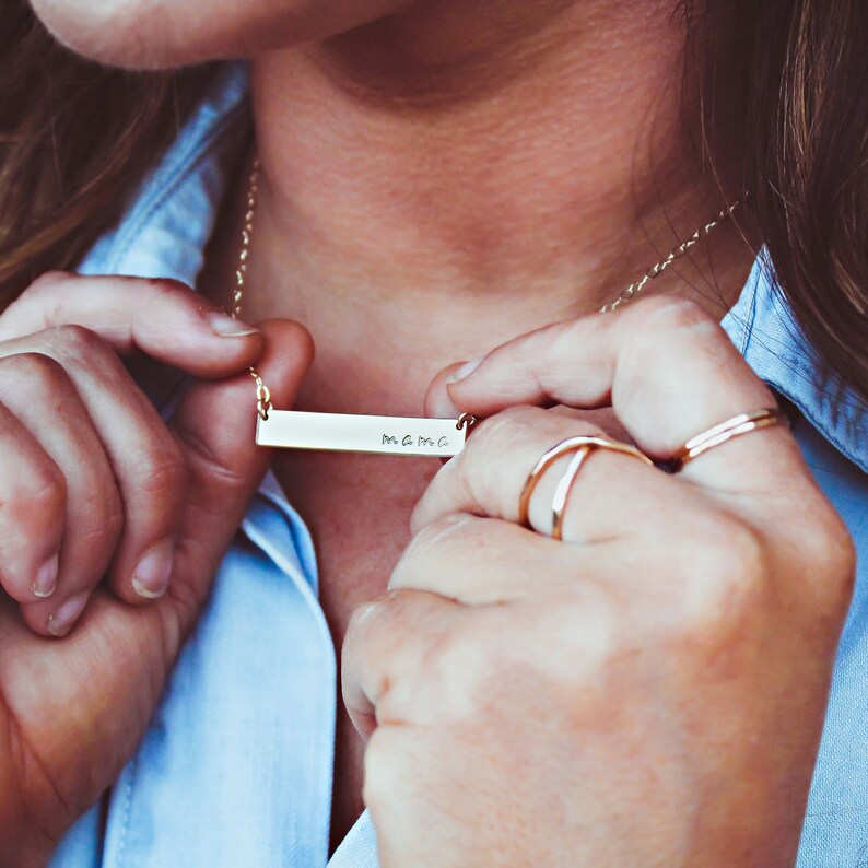 Personalized Gold Bar Necklace Name Necklace Inspirational - Etsy