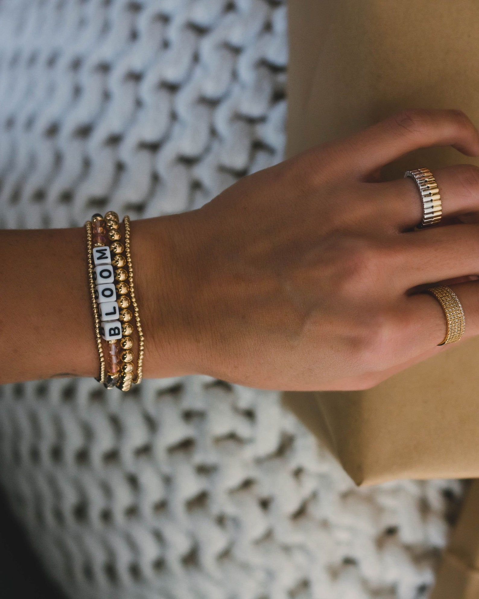 Bloom Stretch Bead Bracelet, Word Bracelet, New Beginnings Bracelet ...