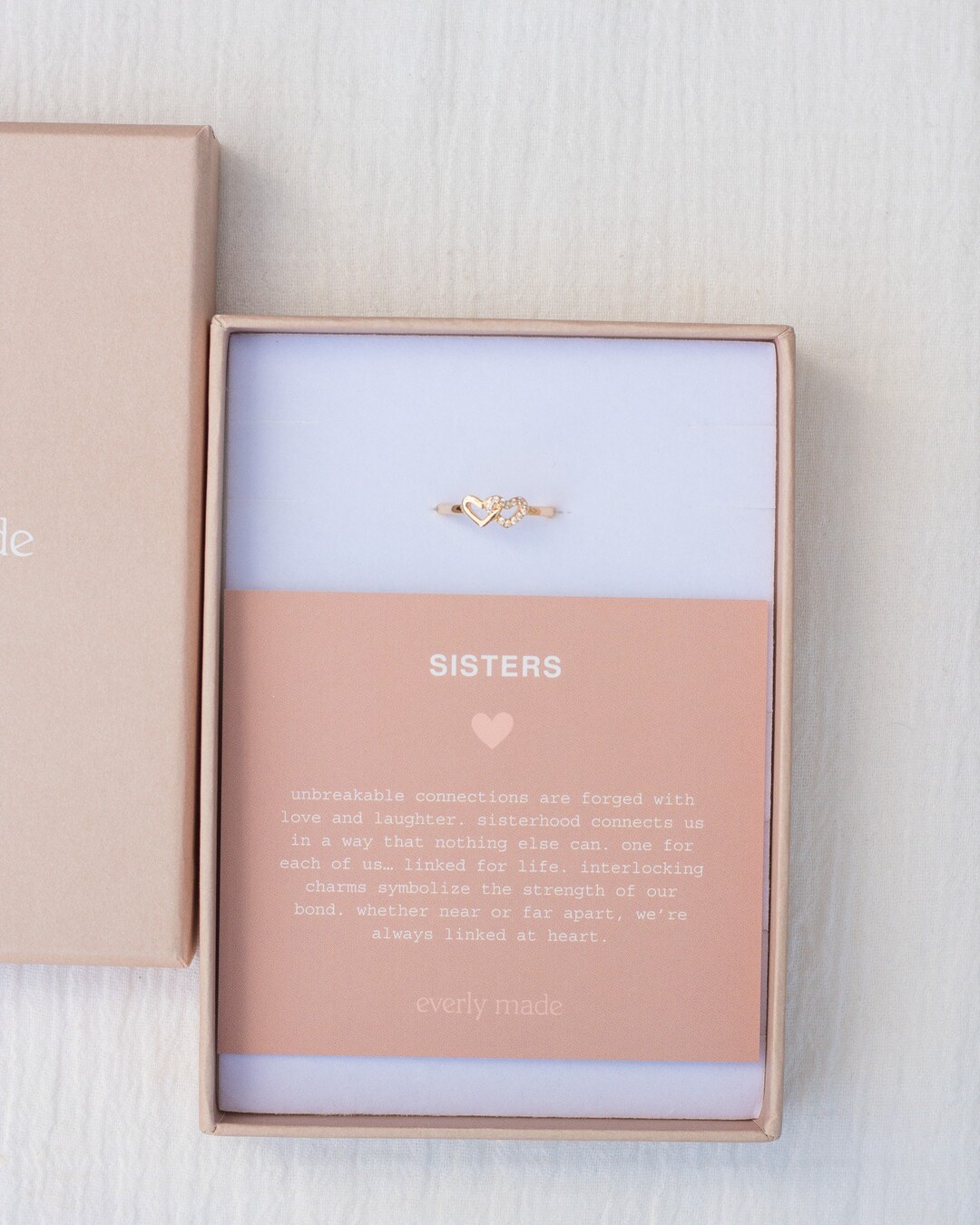Sisters Linked Heart Ring With CZ, Sister Jewelry Gift Idea, Tiny Pave ...