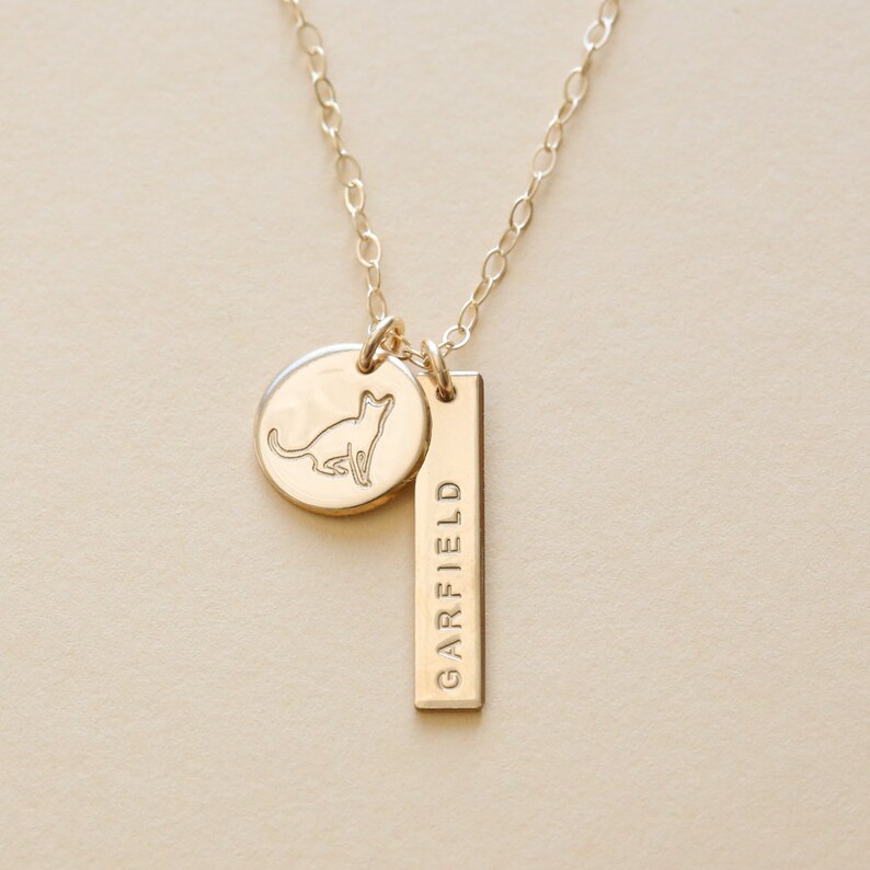 Personalized Cat Necklace, 14k Gold Filled, .925 Sterling Silver, Rose ...