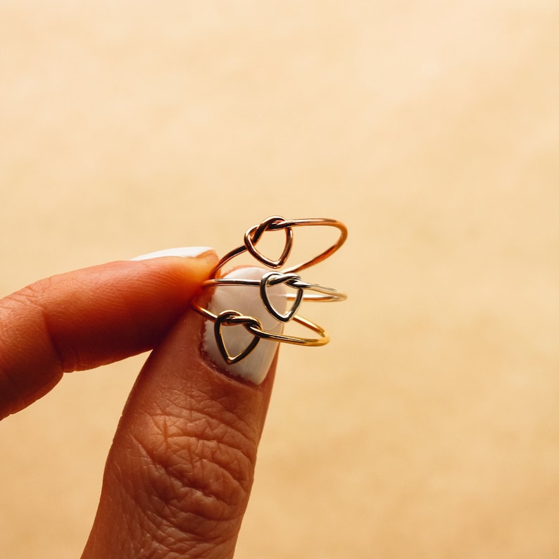 Heart Knot Ring, Delicate Heart Knot Ring, Knotted Heart Ring, Heart ...