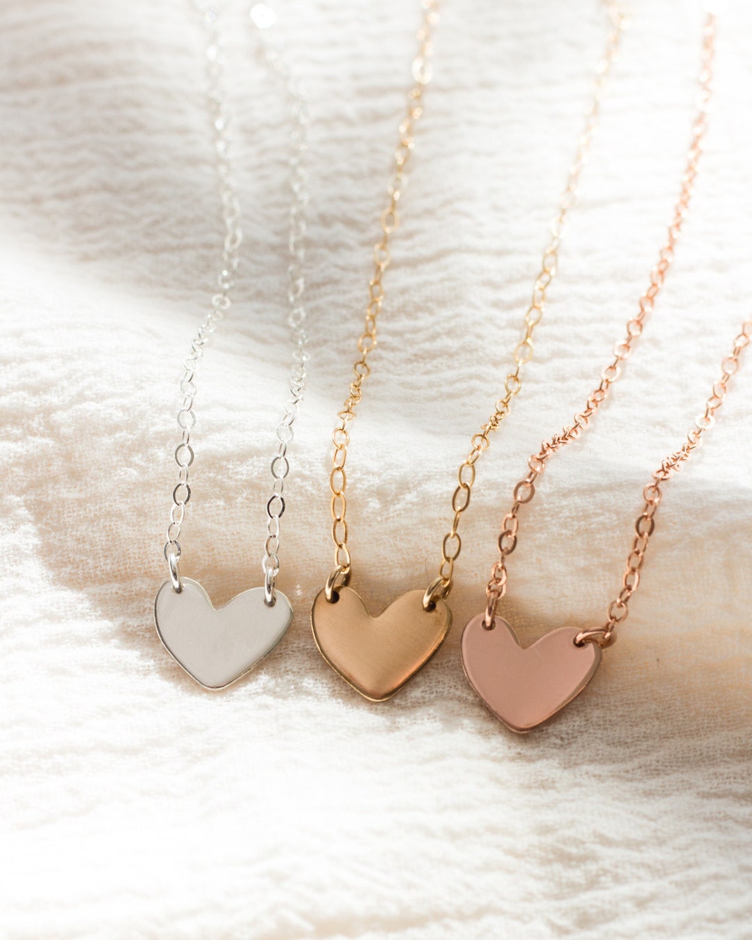 Heart Necklace Silver, Gold Heart Necklace, Rose Gold Heart Necklace ...