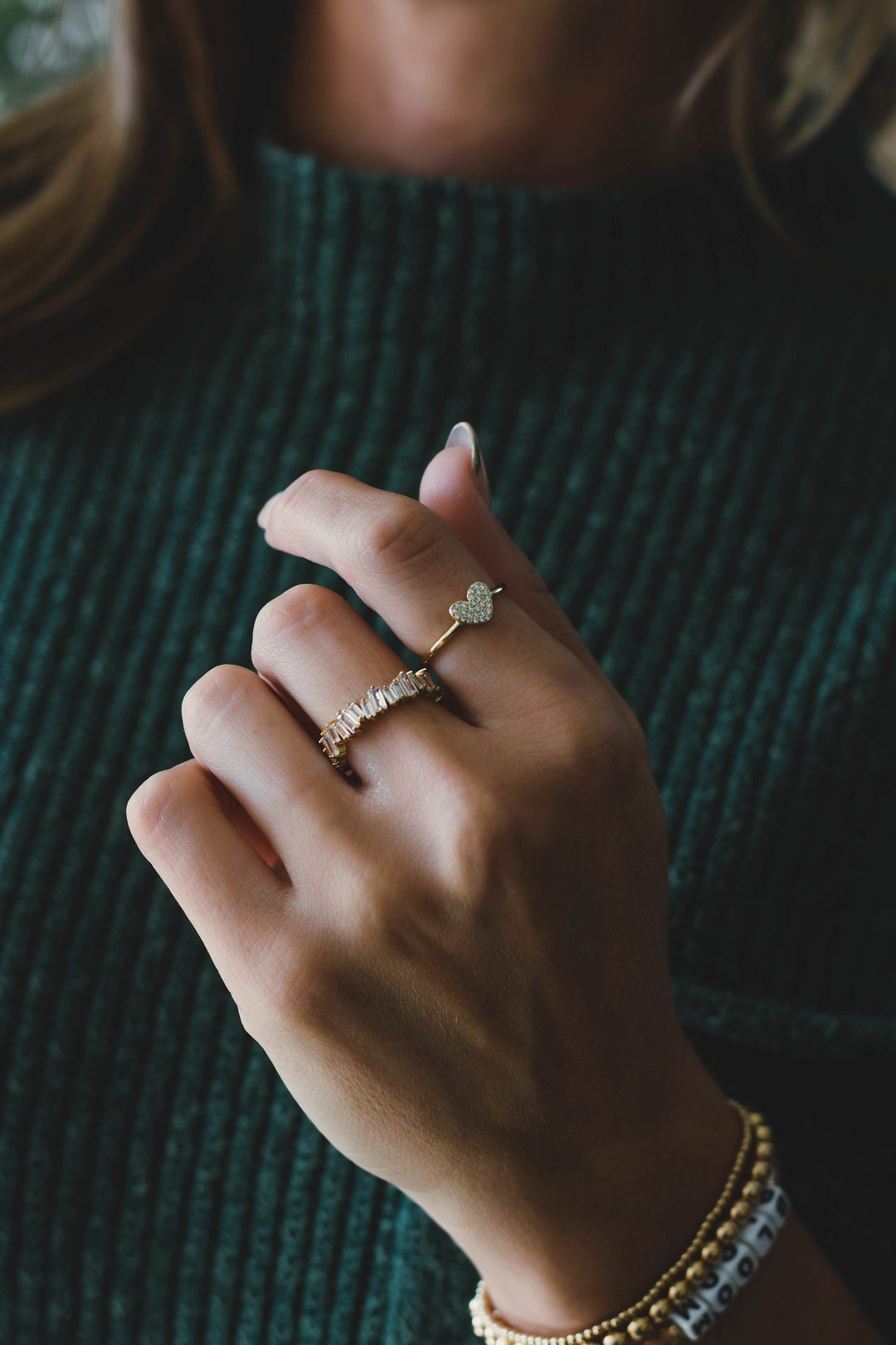 Pave Heart Ring, Heart Ring, Heart Shaped Ring, Gift for Her, Love Ring ...