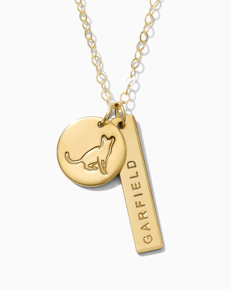 Personalized Cat Necklace, 14k Gold Filled, .925 Sterling Silver, Rose ...