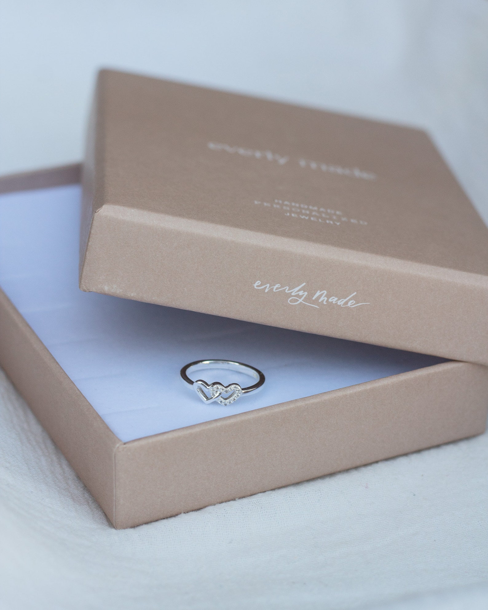 Cousin Linked Heart Ring With CZ, Gift Idea for Cousin, Tiny Pave Cubic ...