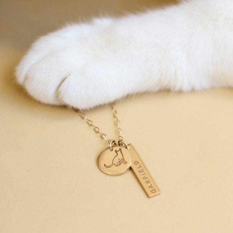 Personalized Cat Necklace, 14k Gold Filled, .925 Sterling Silver, Rose ...