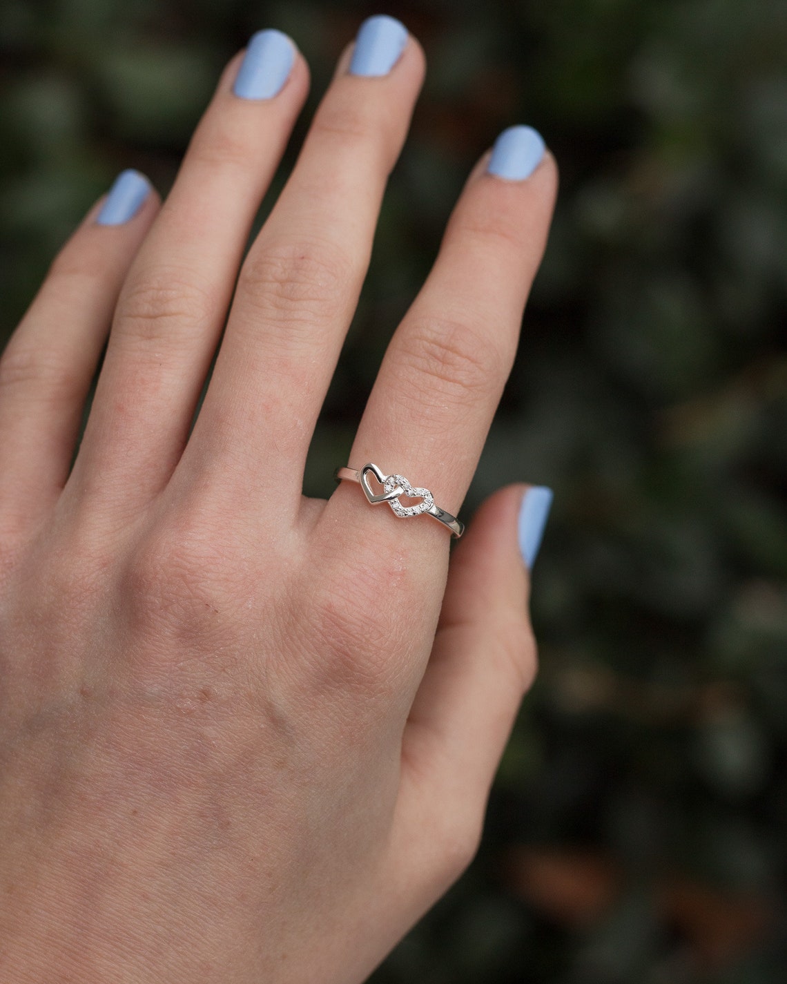 Cousin Linked Heart Ring With CZ, Gift Idea for Cousin, Tiny Pave Cubic ...