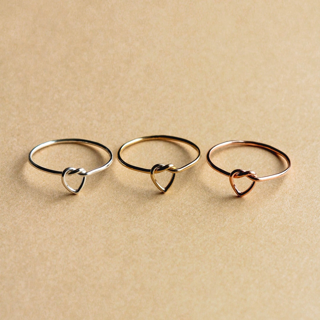Heart Knot Ring, Delicate Heart Knot Ring, Knotted Heart Ring, Heart ...