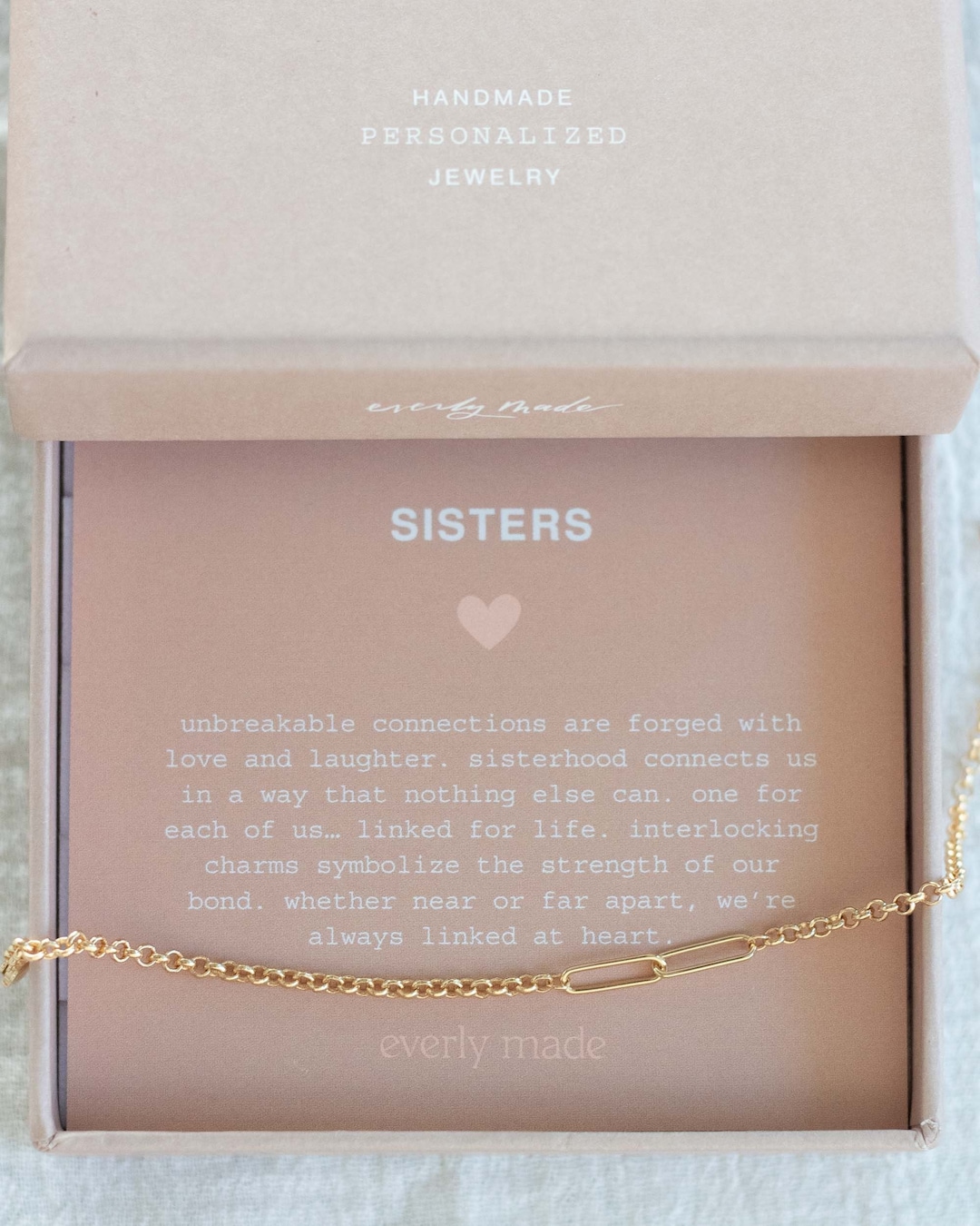 Sisters Linked Bracelet, 14k Gold Filled, .925 Sterling Silver, 18k ...