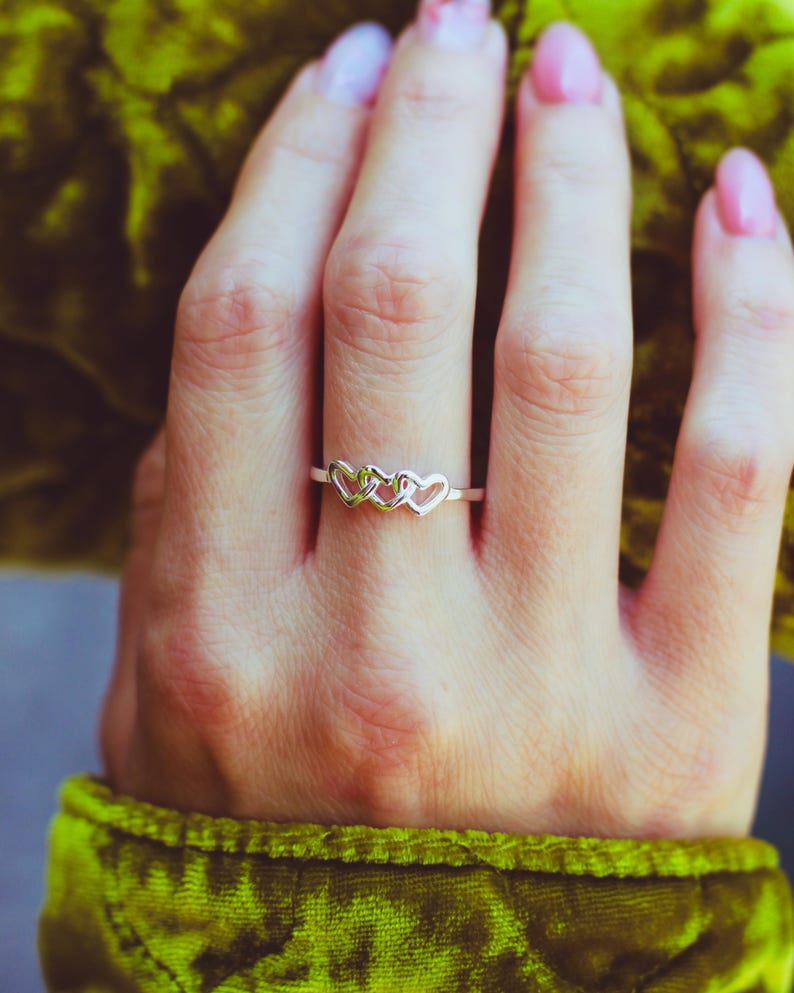 Thank You Linked Hearts Ring, 18k Gold Vermeil, .925 Sterling Silver ...