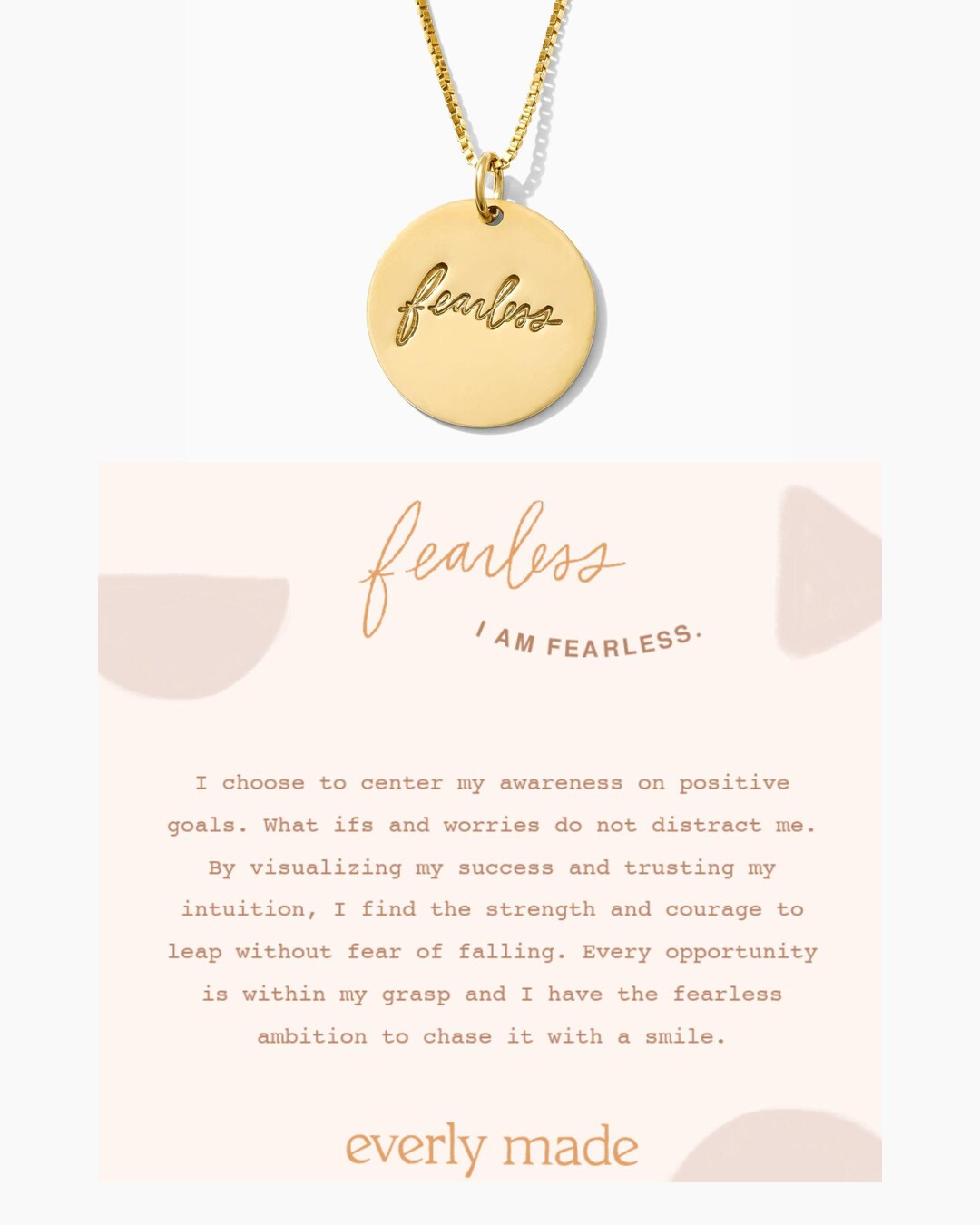 Fearless Necklace, Disc Necklace, Affirmation Necklace, Pendant ...
