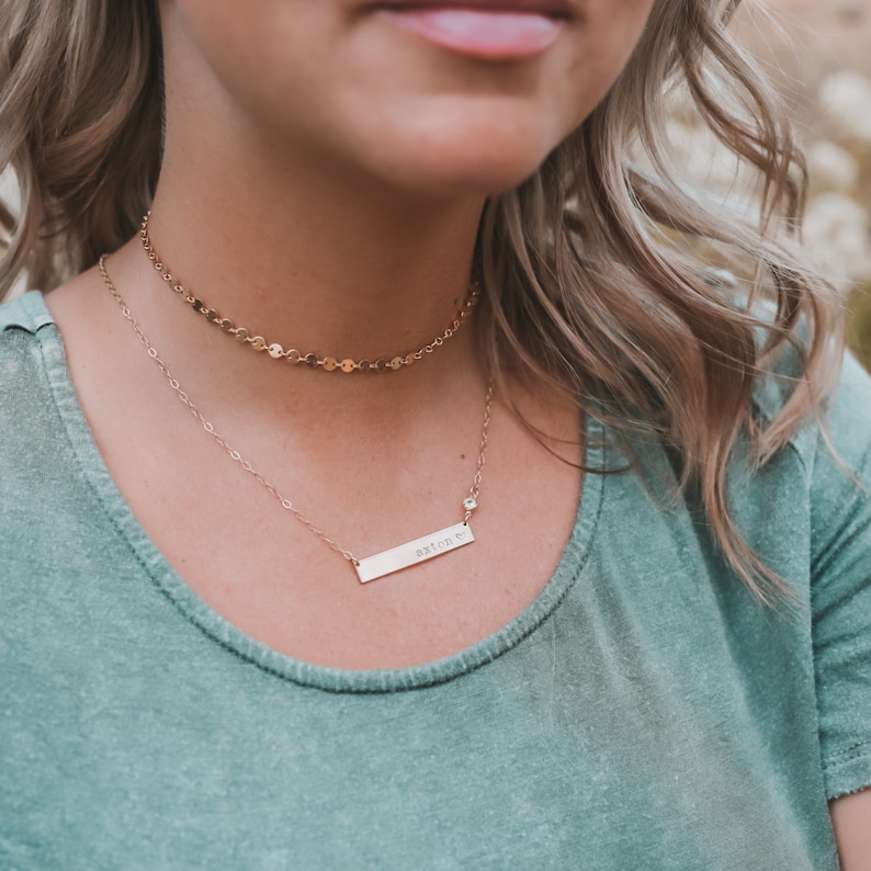 Personalized Gold Bar Necklace Name Necklace Inspirational - Etsy