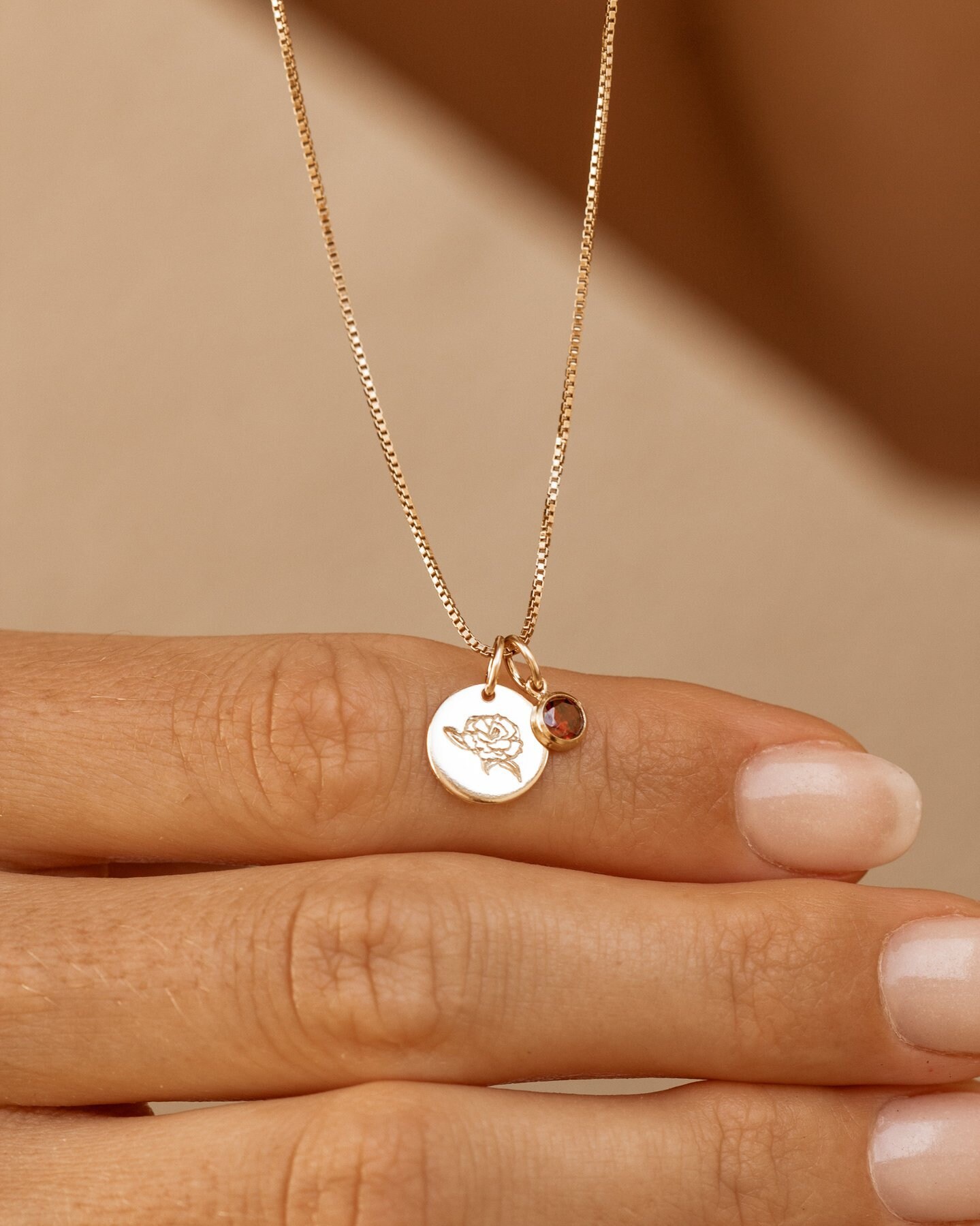 Carnation January Birth Flower Necklace Birth Flower Charm | Etsy