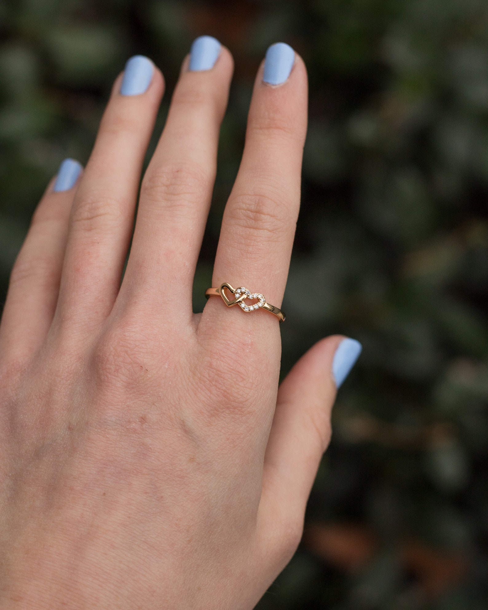 Cousin Linked Heart Ring With CZ, Gift Idea for Cousin, Tiny Pave Cubic ...