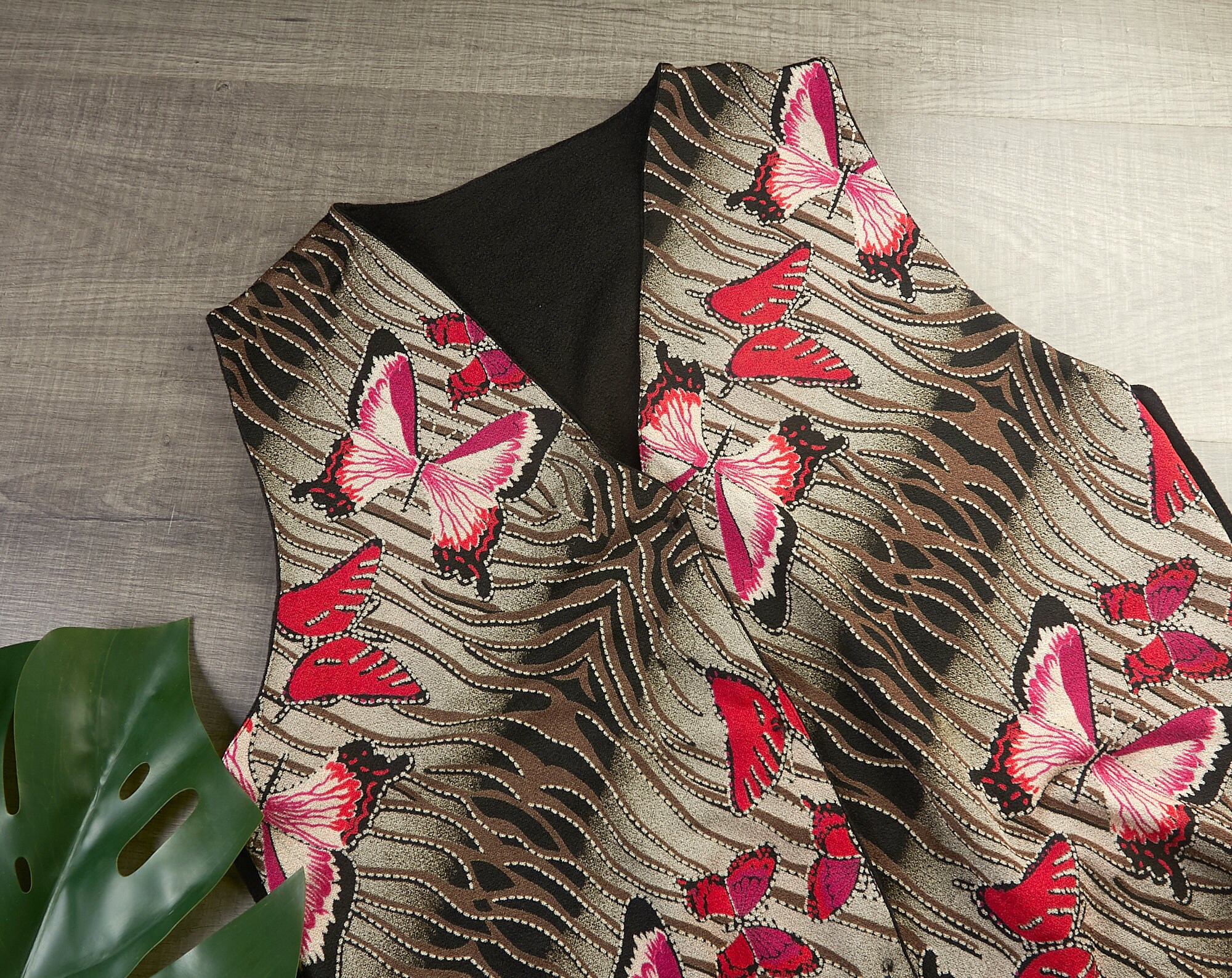 Double Sided Vintage Vest Butterfly Printed Vest Both - Etsy