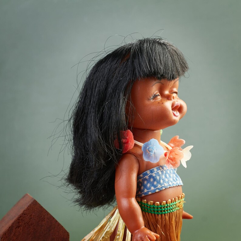 16cm Tall Vintage Hawaiian Hula Baby Girl Doll Rubber Vintage Moody ...