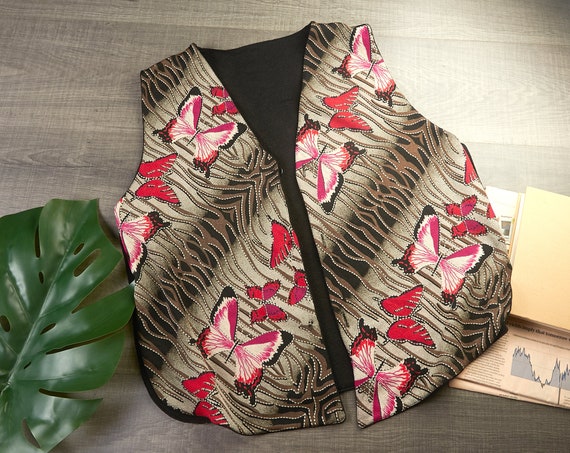 Double Sided Vintage Vest Butterfly Printed Vest Both - Etsy