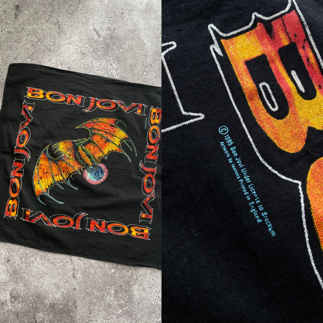 1995 Vintage Bon Jovi Band Rock Bandana Handkerchief Shawl Wrap - Etsy