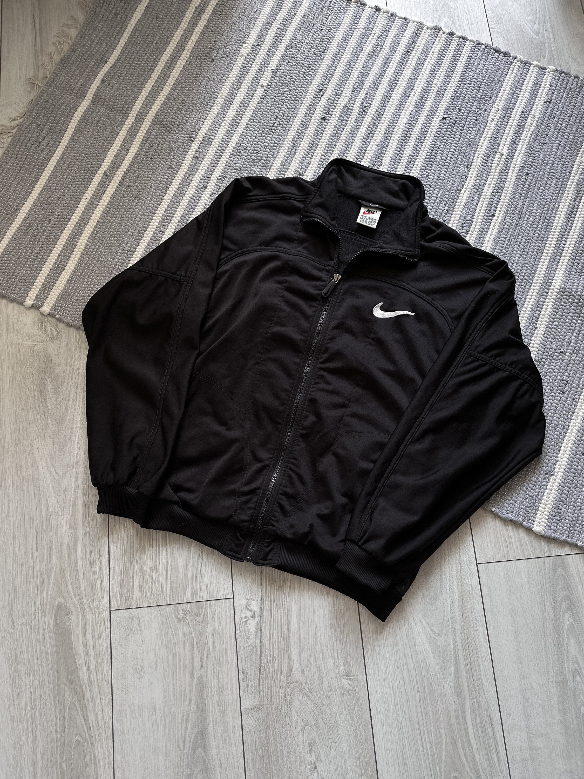 Vintage Nike Logo Track Jacket Black Sweatshirt - Etsy