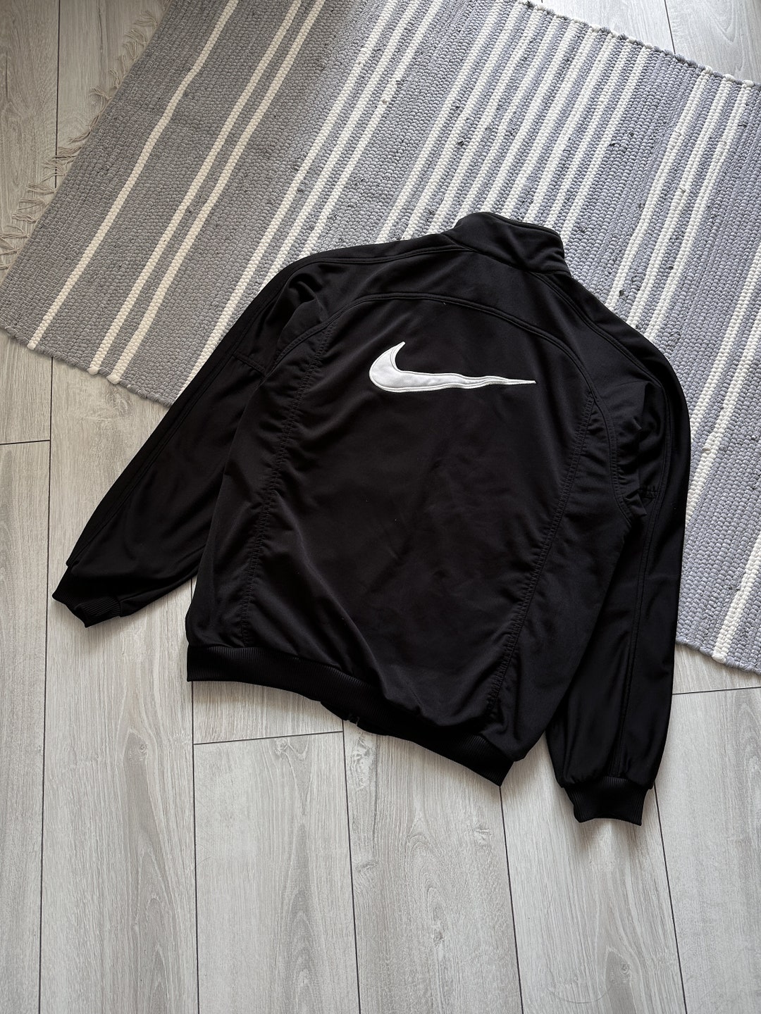 Vintage Nike Logo Track Jacket Black Sweatshirt - Etsy